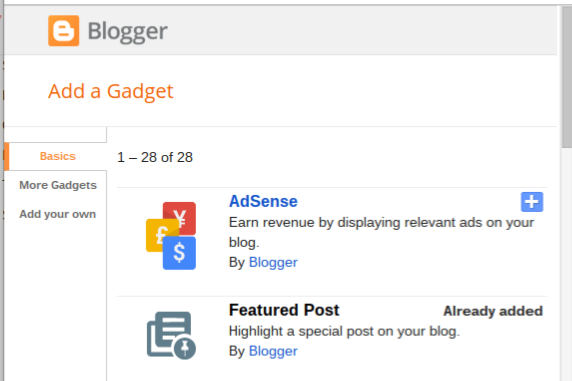 Blogger Magic - Using "Add a Gadget"