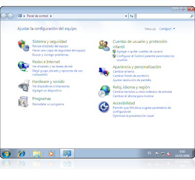 Ensamblar y configurar el equipo de computo: Panel de control de Windows 7