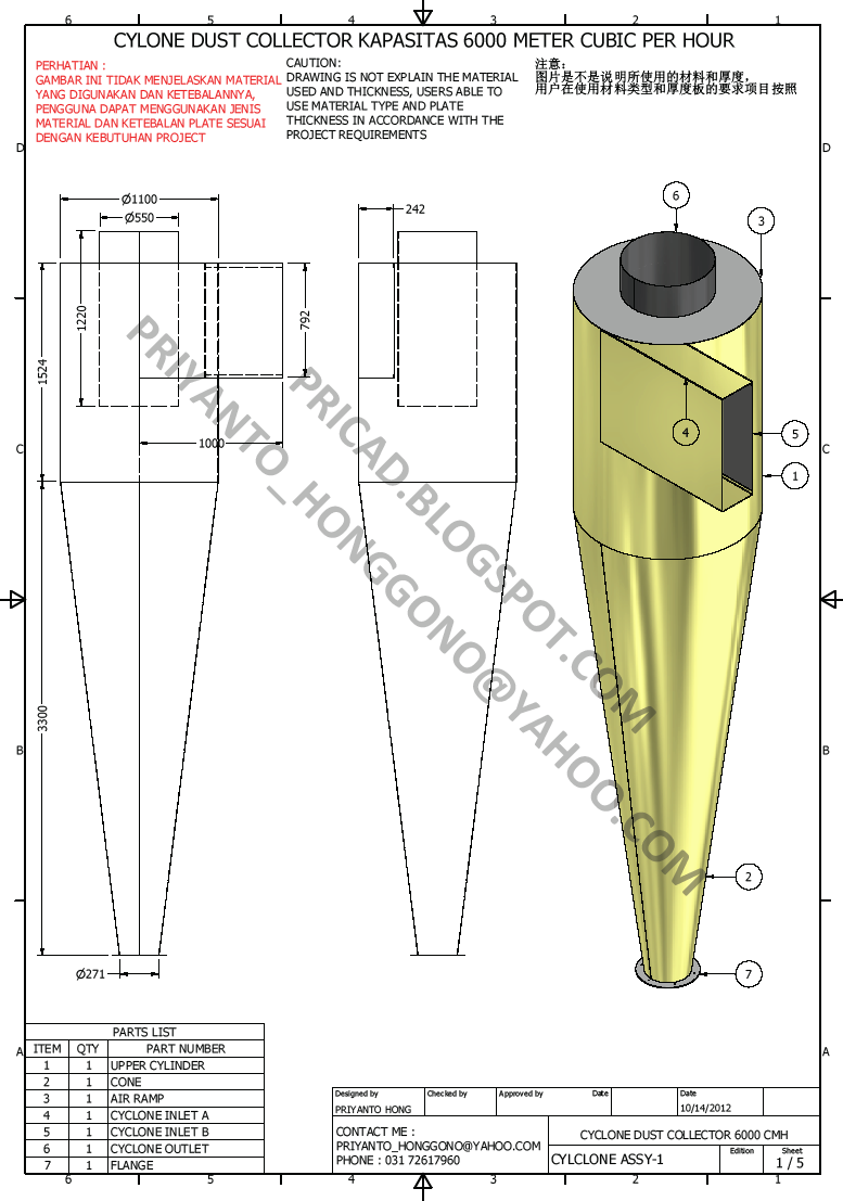 PRICAD: FABRIKASI CYCLONE DUST COLLECTOR 6000CMH