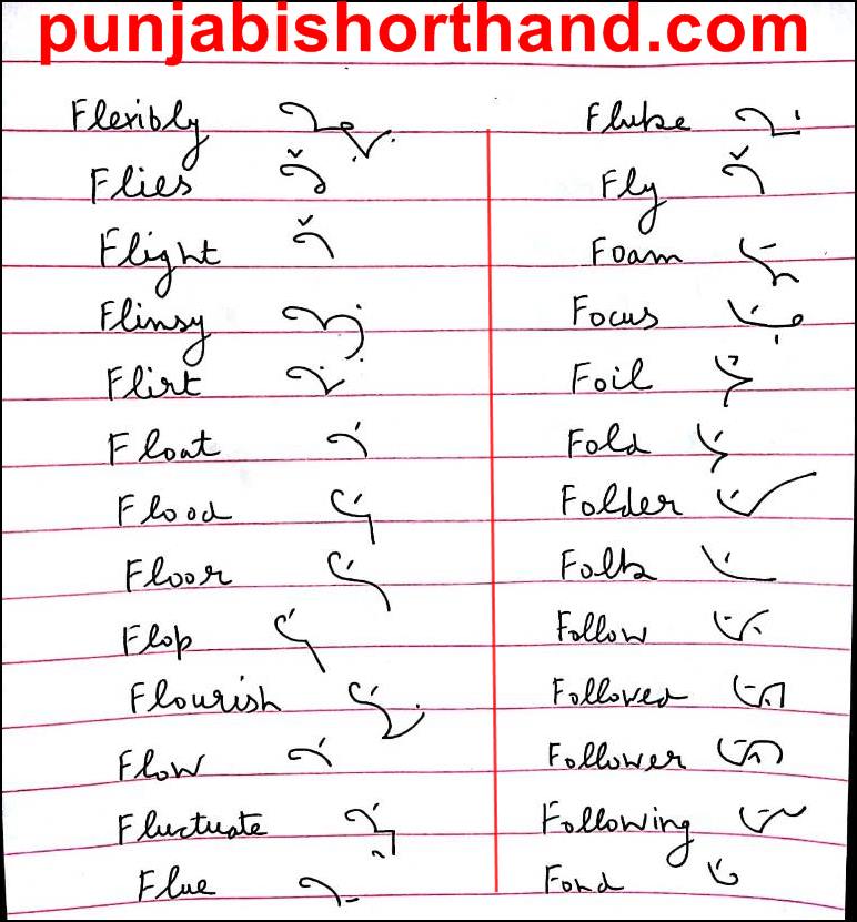 English Shorthand [F] Alphabet Outlines