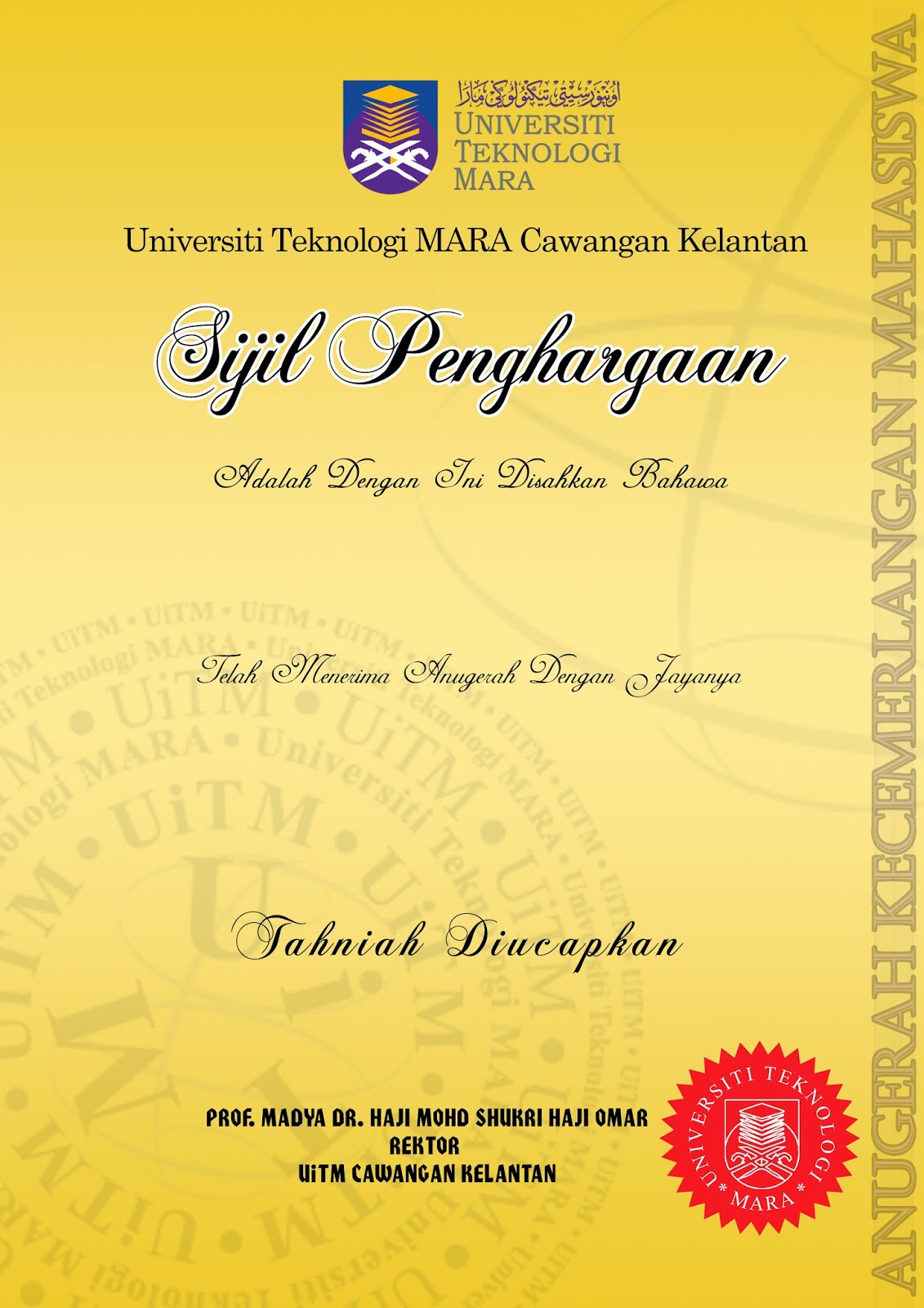 ahmiez studio: Sijil Anugerah Kecemerlangan Akademik UiTM Kelantan