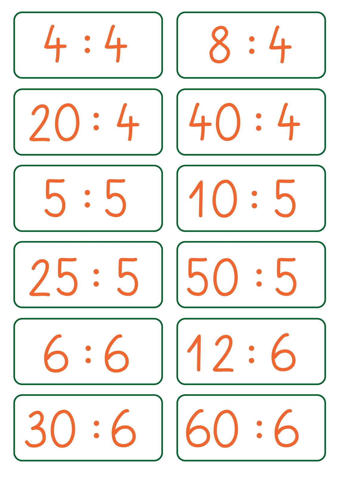 Lernstübchen: Aufgabenkarten zur Division
