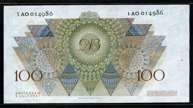 Netherlands banknotes 100 Gulden note of 1947 Adriaentje Hollaer by ...