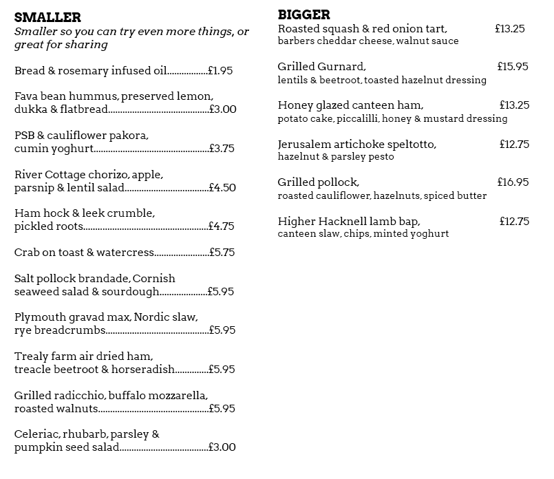 Extended Practice: River Cottage Menu: Type Hierarchy