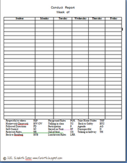 Classroom Freebies Too: Conduct Form for Keeping Track of Classroom ...
