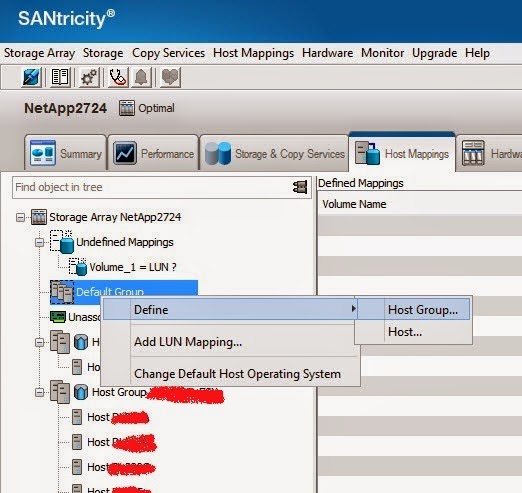 IT: Configuración de volúmenes con NetApp SANtricity mediante Fiber Channel