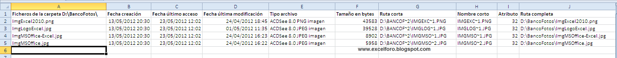 VBA: Una macro en Excel para listar las propiedades de un archivo. | EXCEL FORO: Un blog de Excel