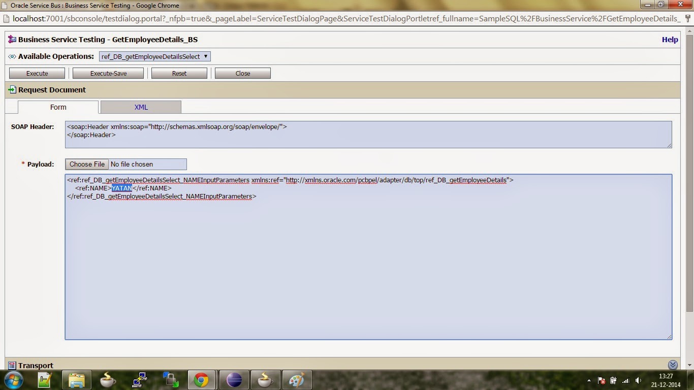 Oracle Fusion Middleware: How to invoke sql query from OSB - Pass through