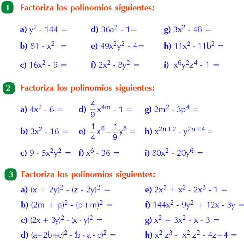 FACTORIZACION POR DIFERENCIA DE CUADRADOS EJEMPLOS Y EJERCICIOS RESUELTOS