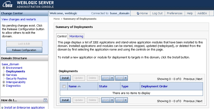 WebLogic Admin Console