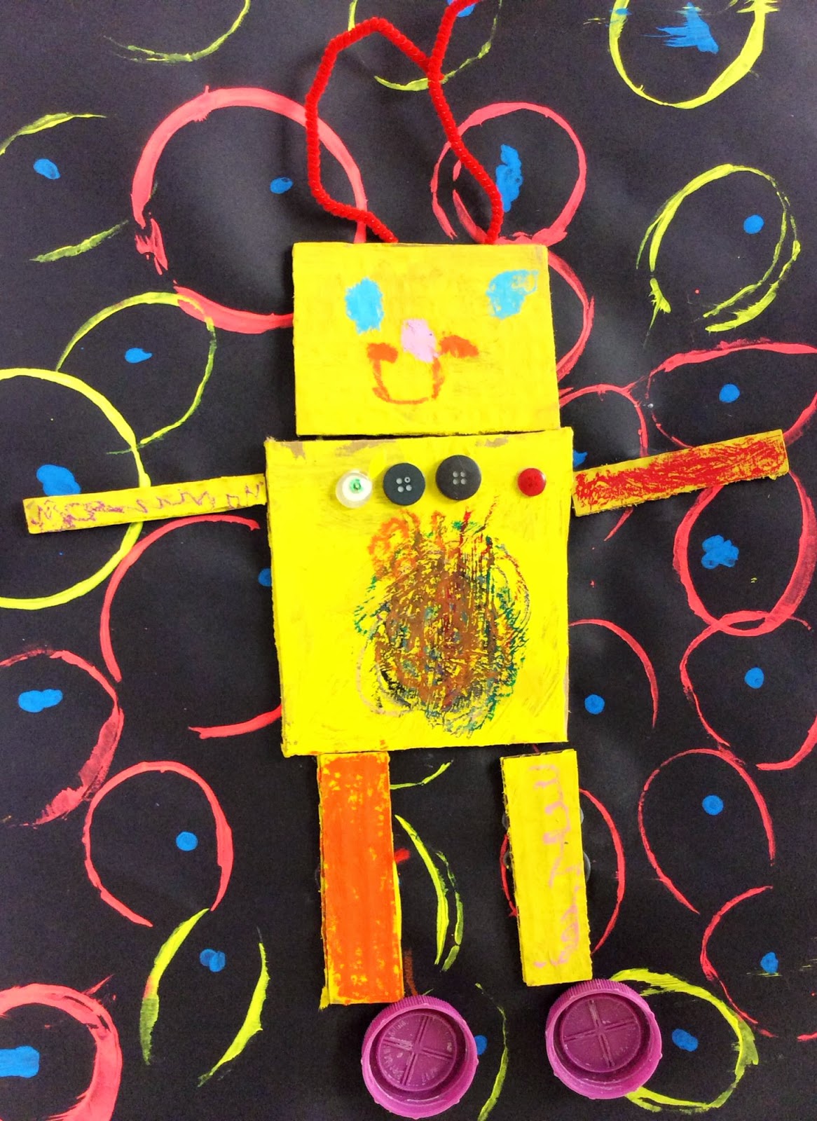 Splats, Scraps and Glue Blobs: Color Robots - Kindergarten Collage of ...