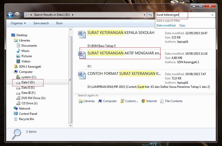 Cara Mencari File Pada Windows Explorer - Sinau Komputer