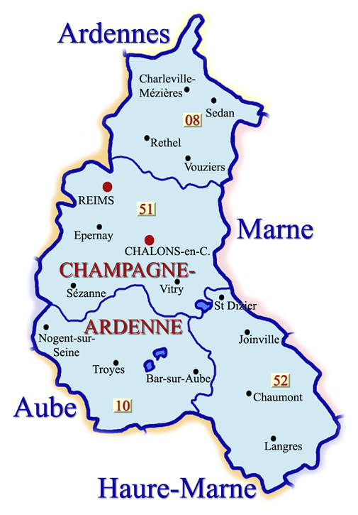 Carte de Champagne Ardenne Département Région - Carte France ...