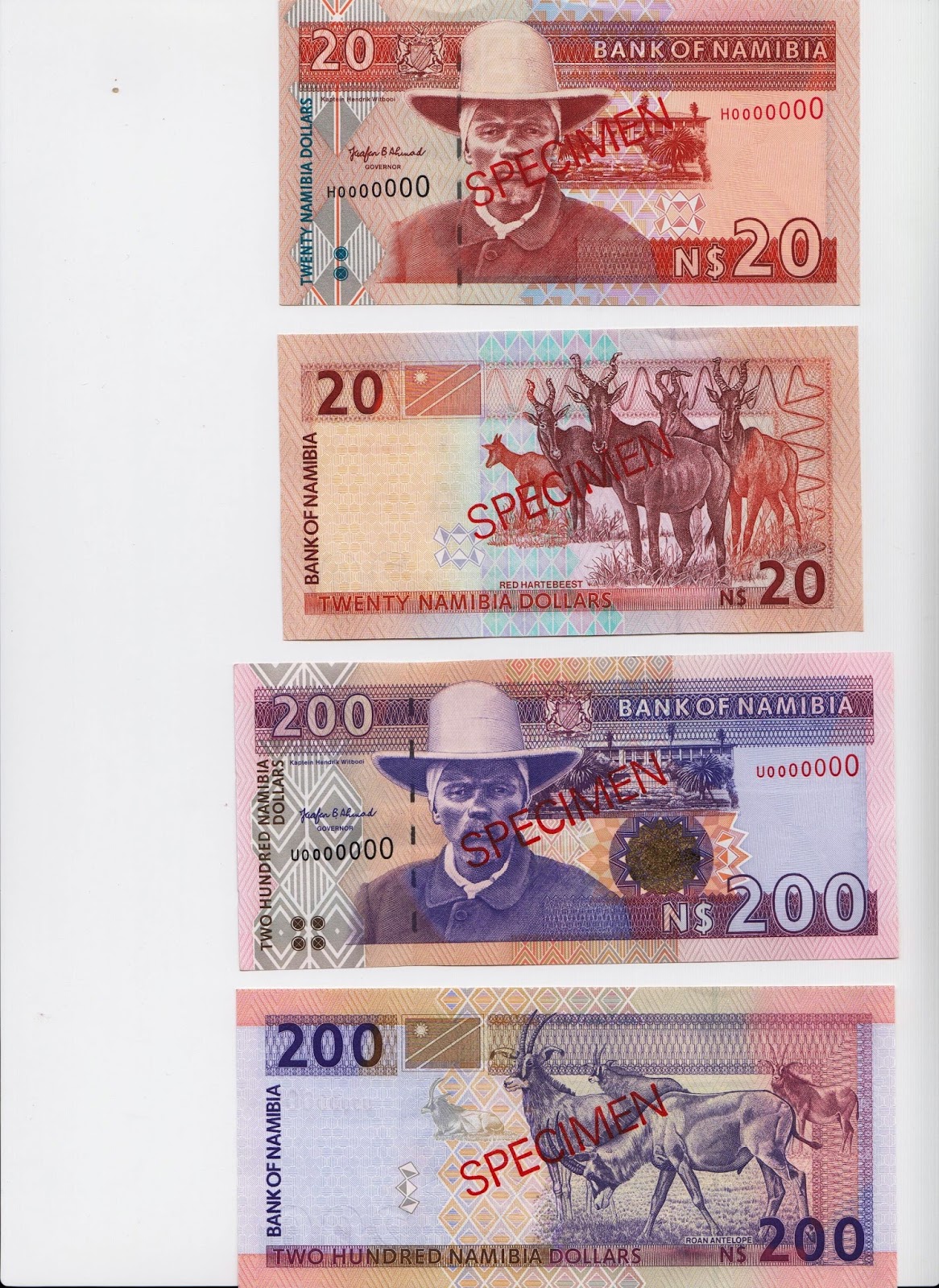 African Coins & Banknotes: Namibia Specimen Banknotes of Governor ...