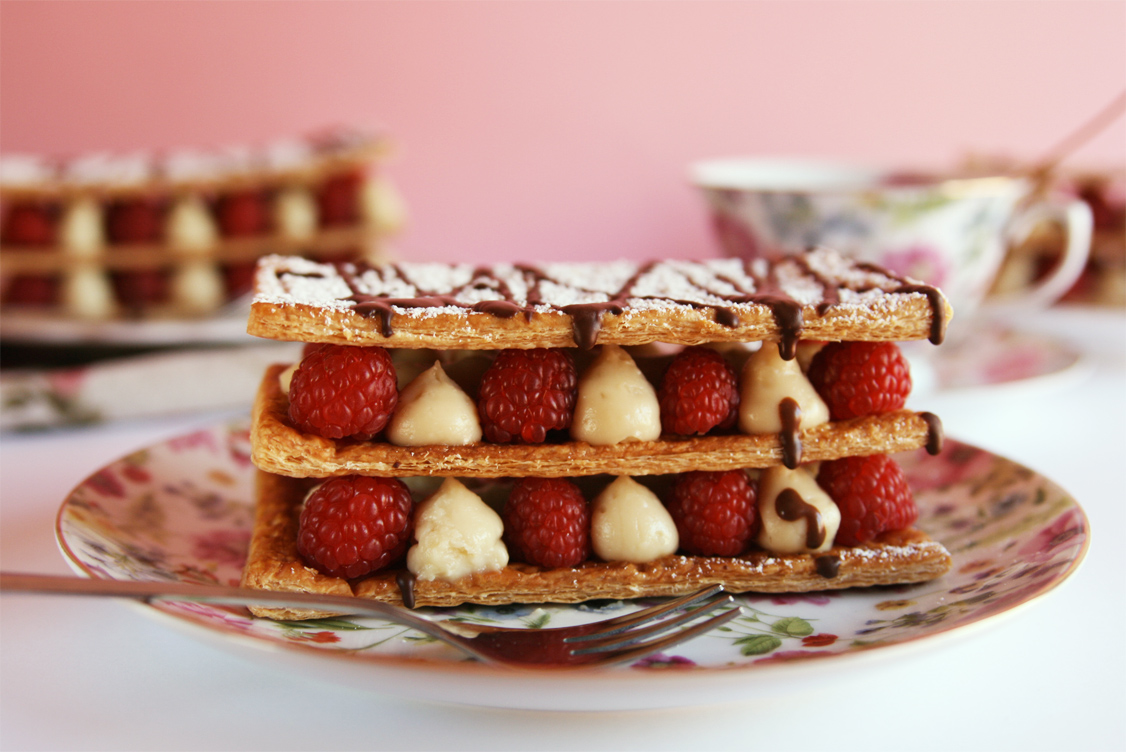 Raspberry Millefeuille with Vegan Lemon Pastry Cream