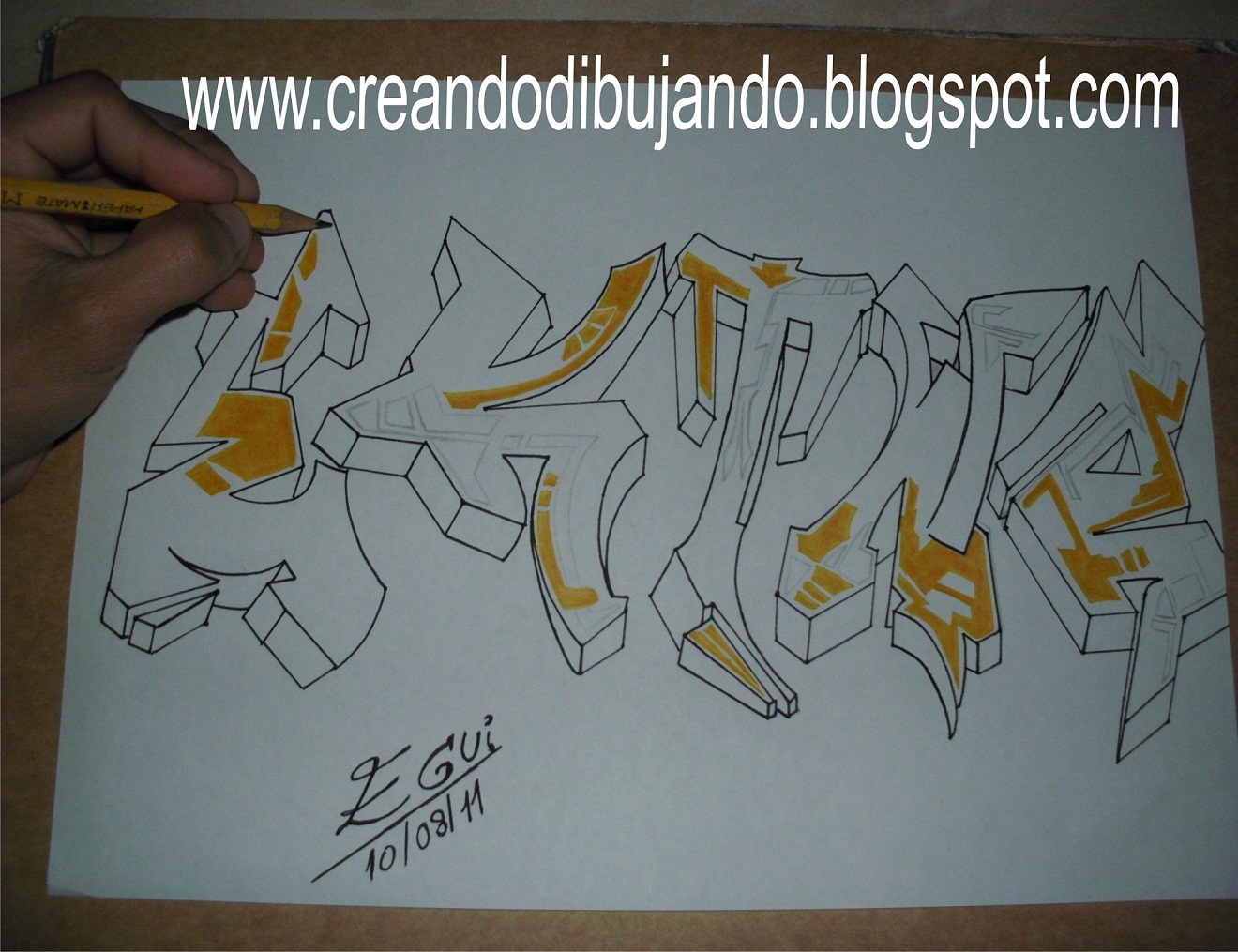 CREANDO & DIBUJANDO: NOMBRE EN LETRA INICIAL GRAFFITI: EKTWR - HECTOR