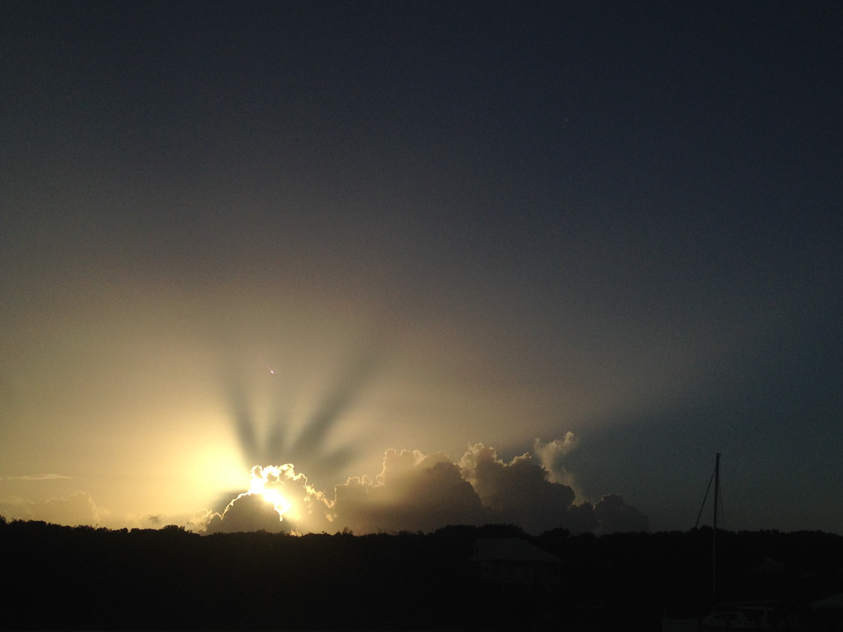Today in Abaco: Beautiful sun shadow at sunset!