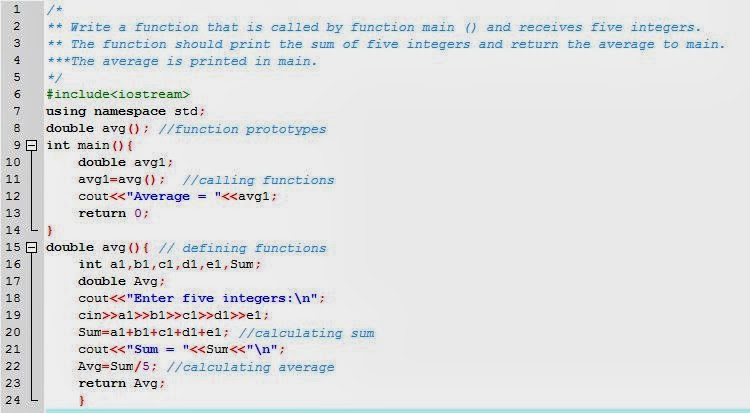 Programming Chunks C Program Of A Function That Is Called By Function Main And Receives