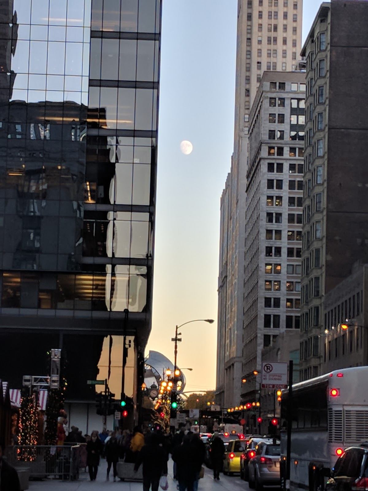 Moon Over Washington Street - Chicago