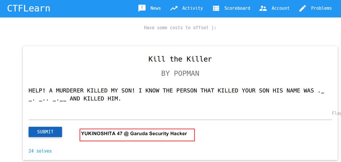 CTFLearn : Cryptography - Kill the Killer [Write Up]
