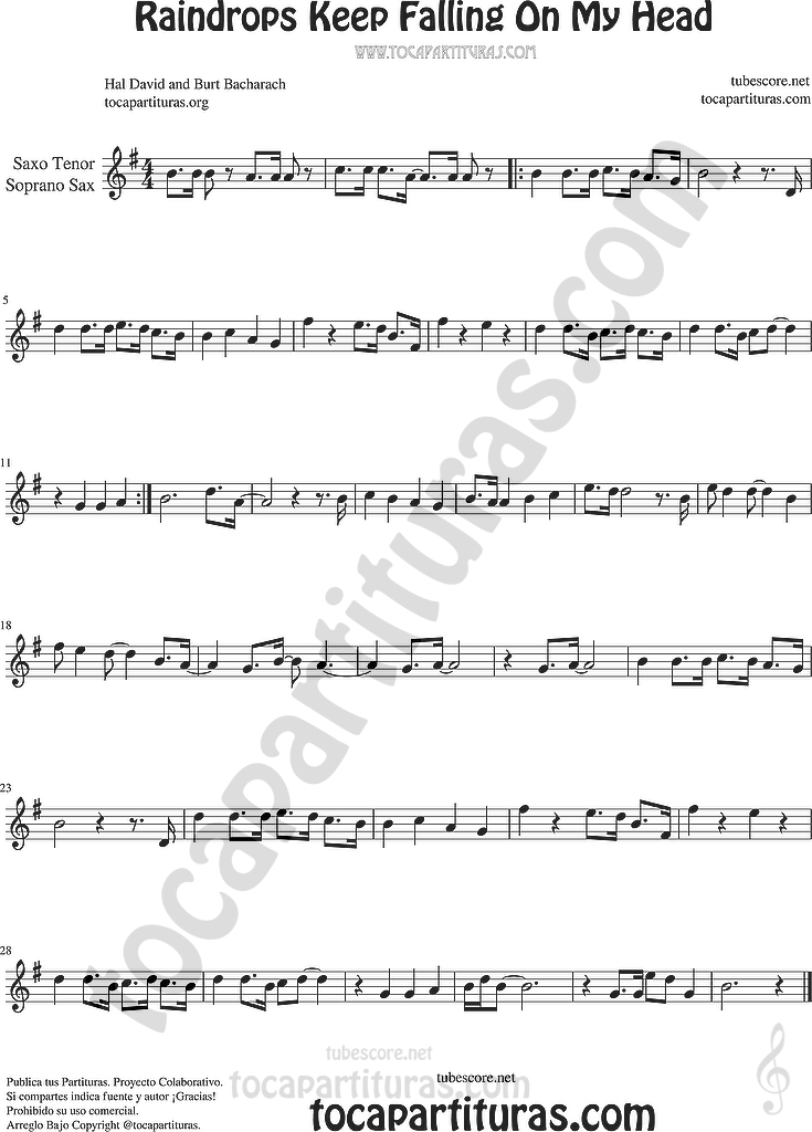 diegosax: Raindrops Keep Falling on My Head ﻿de ﻿Hal David y Burt ...