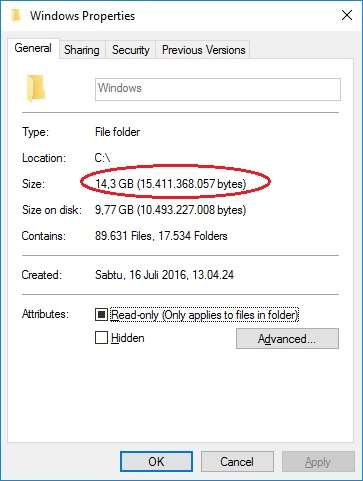 Cara cepat mengetahui size semua file dan folder - Tutorial Seputar IT