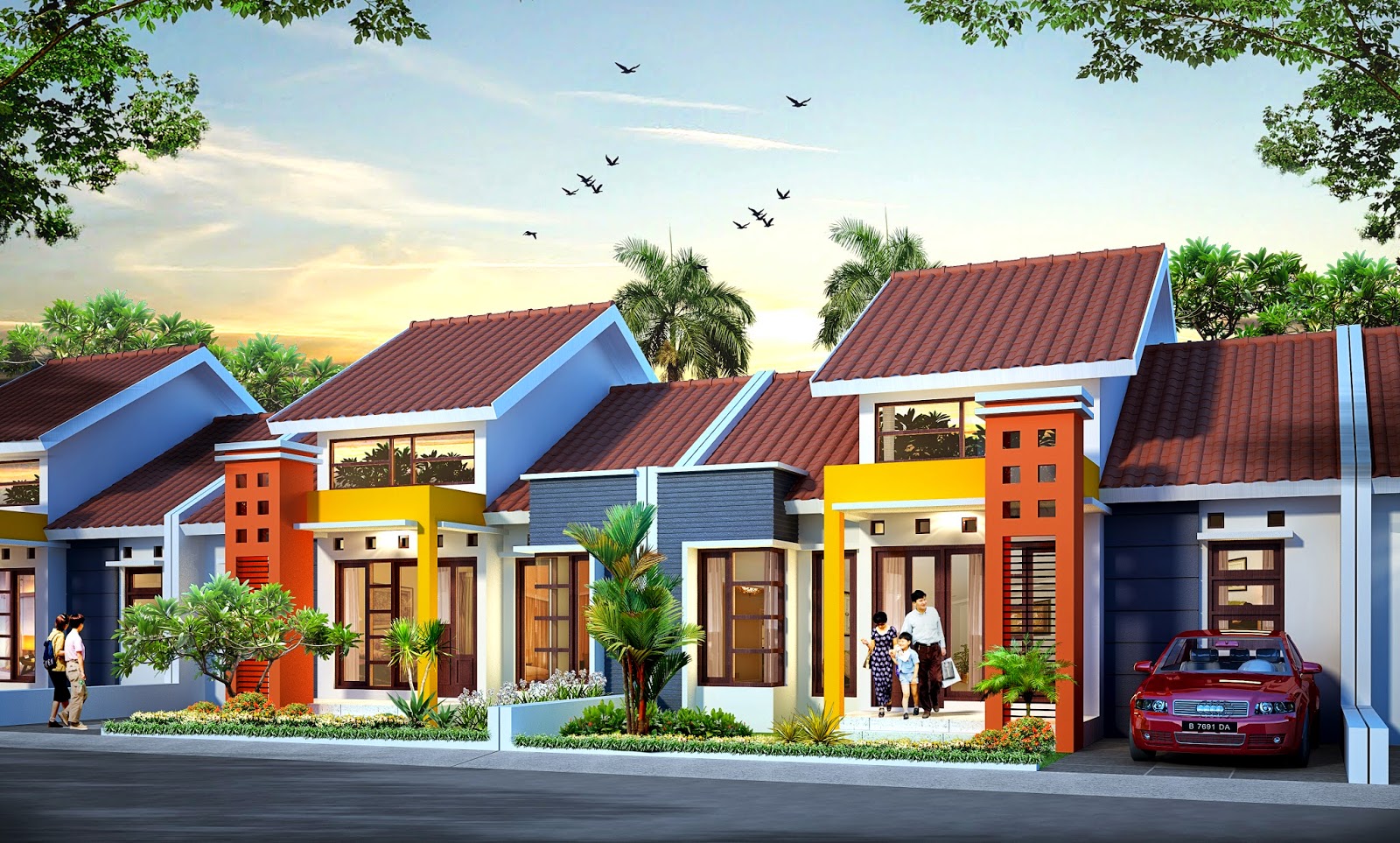Render 3D Rumah Satu Lantai