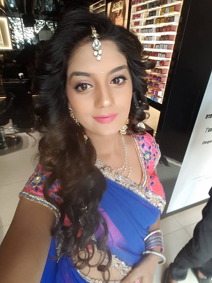 Telugu Serial Actress Karuna Bhushan In Blue Lehenga Choli - Glamorous ...