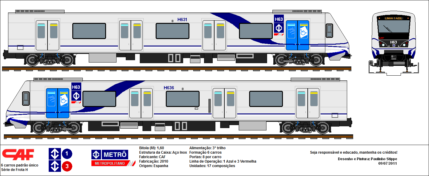 Desenhos de Trens Urbanos: TUE Caf (Atual série H do Metrô SP)