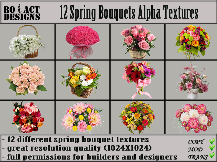 Ro!Act Designs: Ro!Act Designs 12 Spring Bouquets Alpha Textures