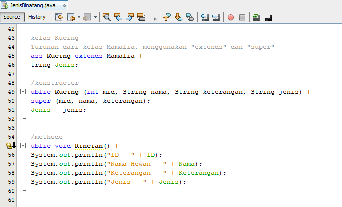 Tugas 3 - Bagian 1 - Membuat Kelas Pewarisan Hewan pada Java