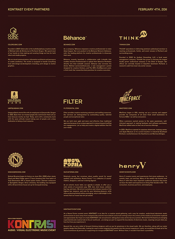 Flyer Goodness: Nueva Forma Kontrast Posters & Art by Color Cubic