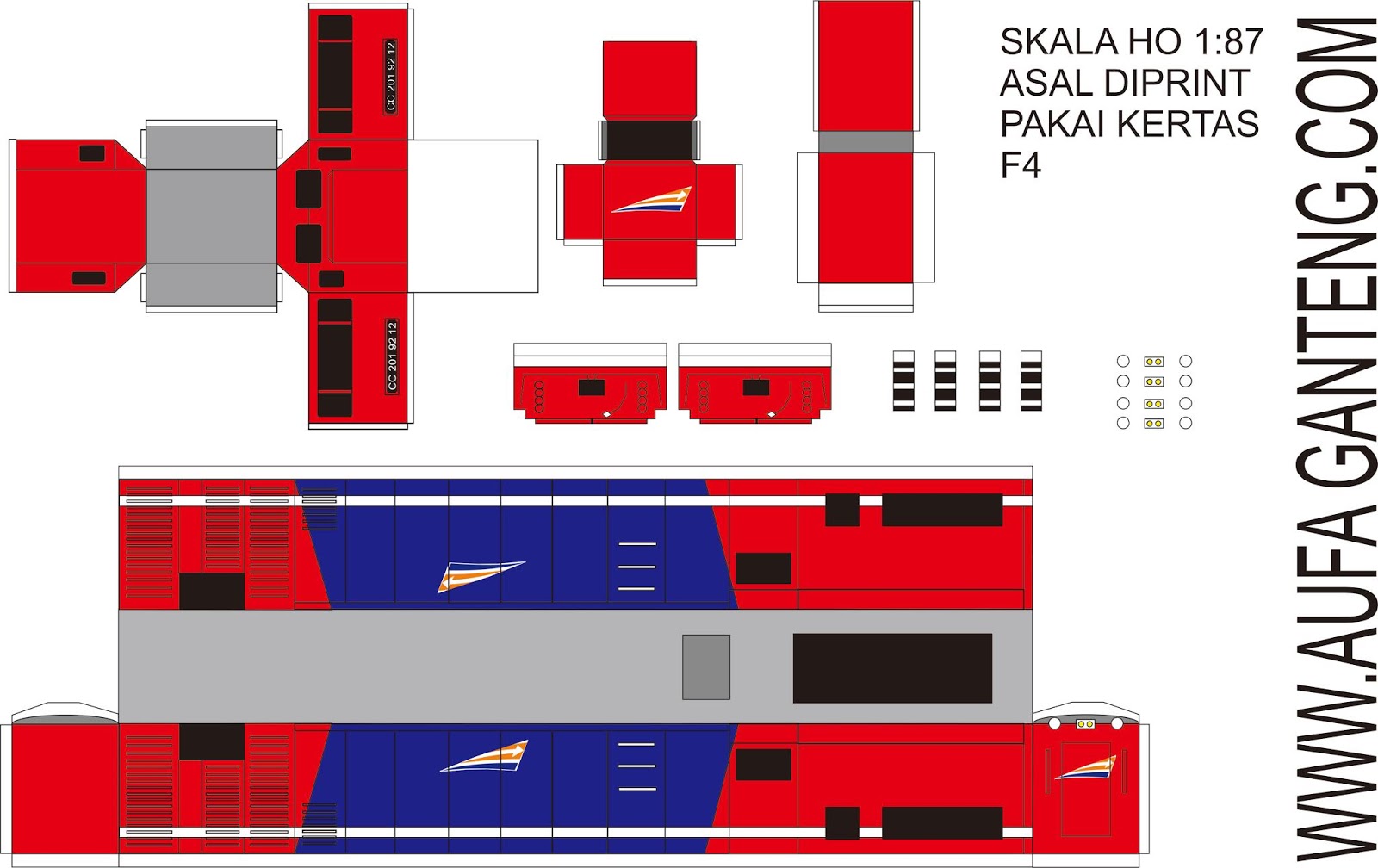 Pola papercraft kereta api Indonesia