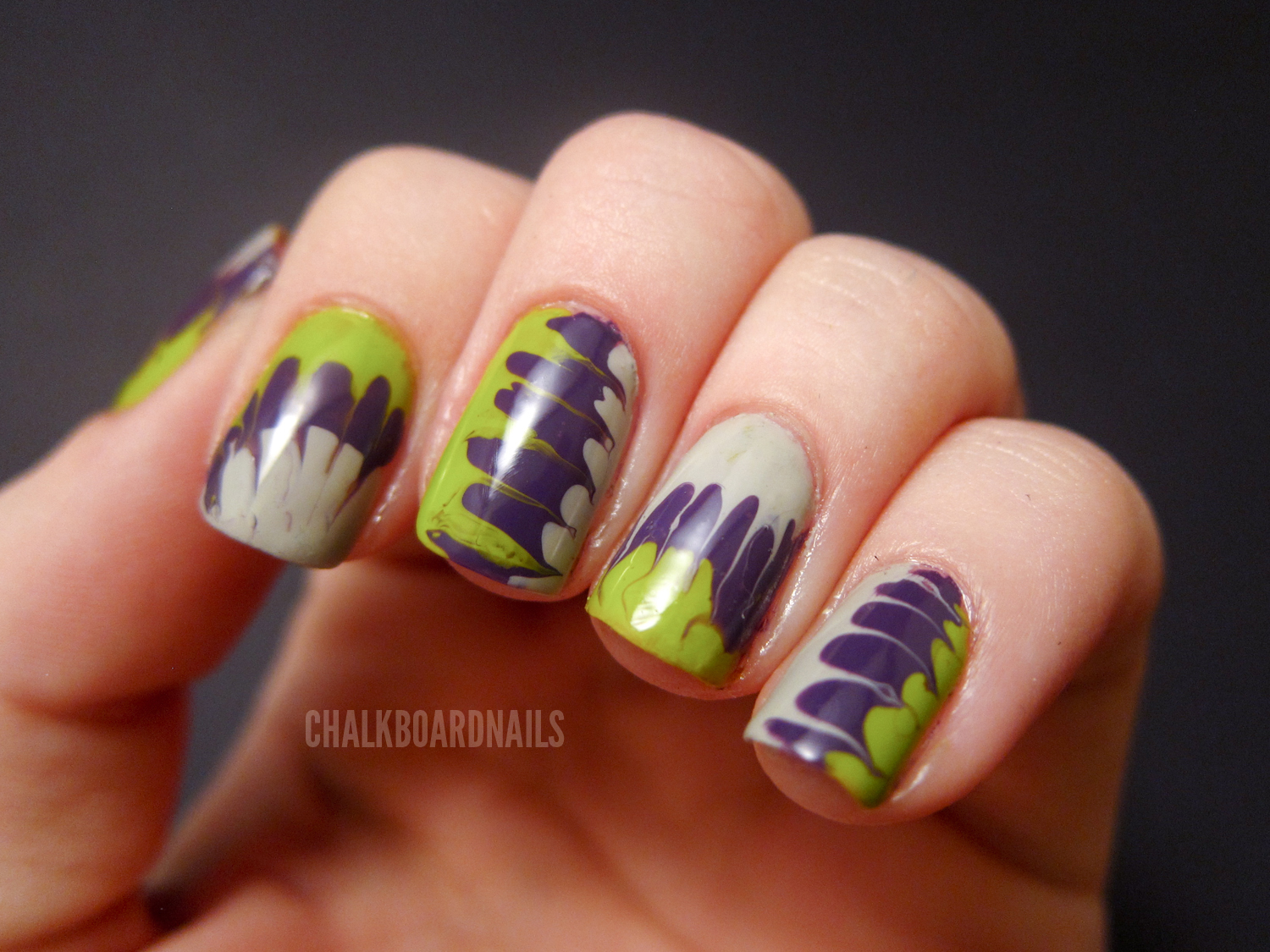 Halloween Needle Marbling | Chalkboard Nails | Phoenix, Arizona Nail Artist
