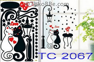 Wall Sticker Kucing Love Malam Hari | Eceran Grosir Jam Tangan