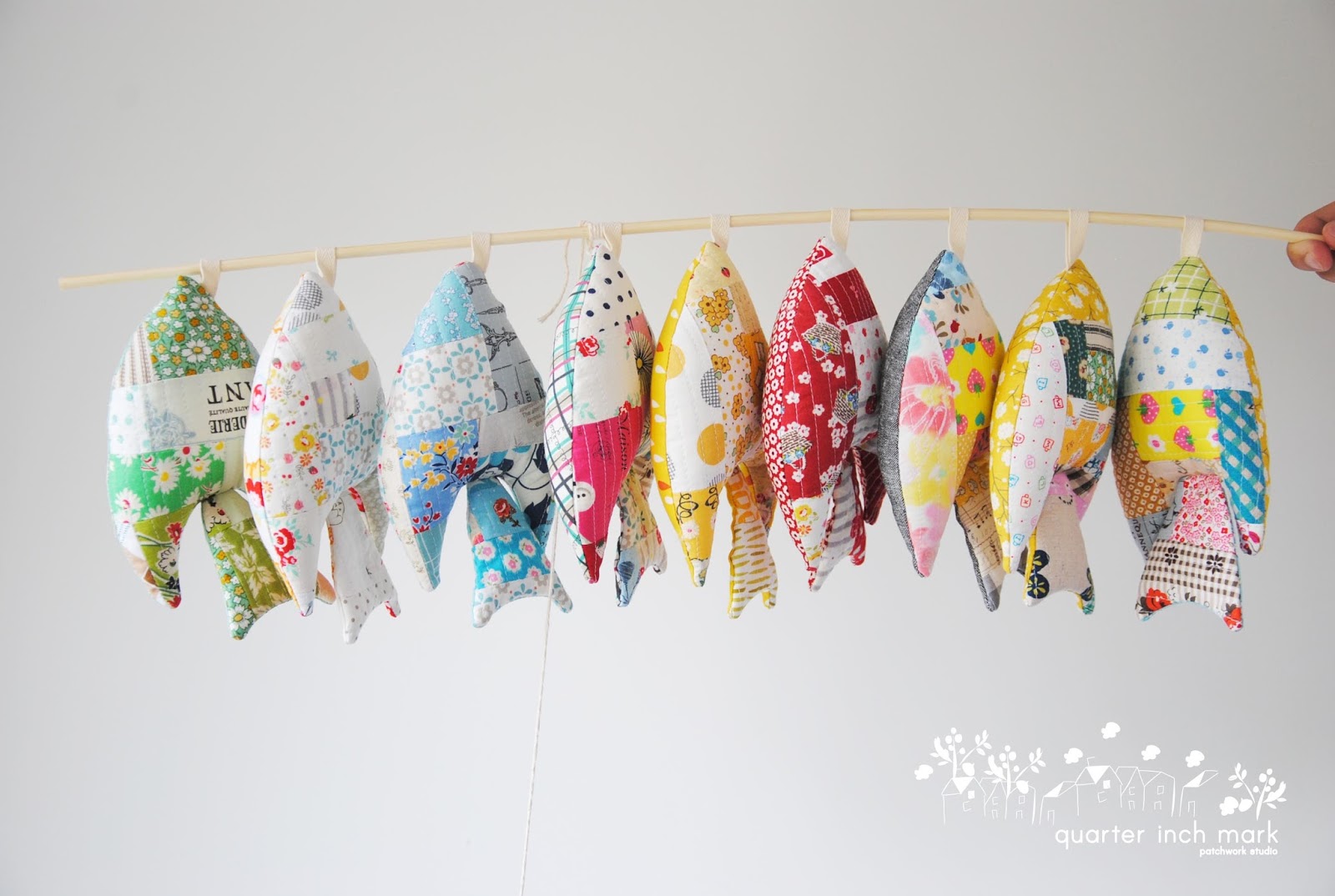 1/4" mark: Bently Fish Patchwork Sewing Pattern