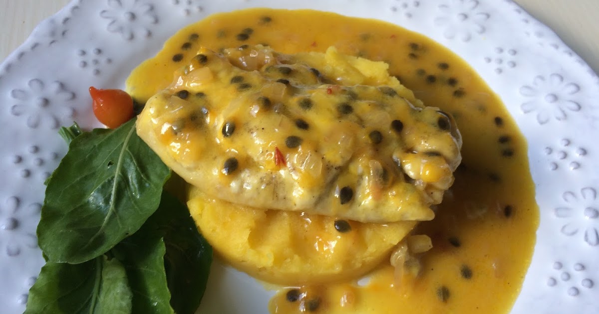 Comidas & Rumos: FILÉ DE ROBALO COM MOLHO DE MARACUJÁ E PURÊ DE BAROA