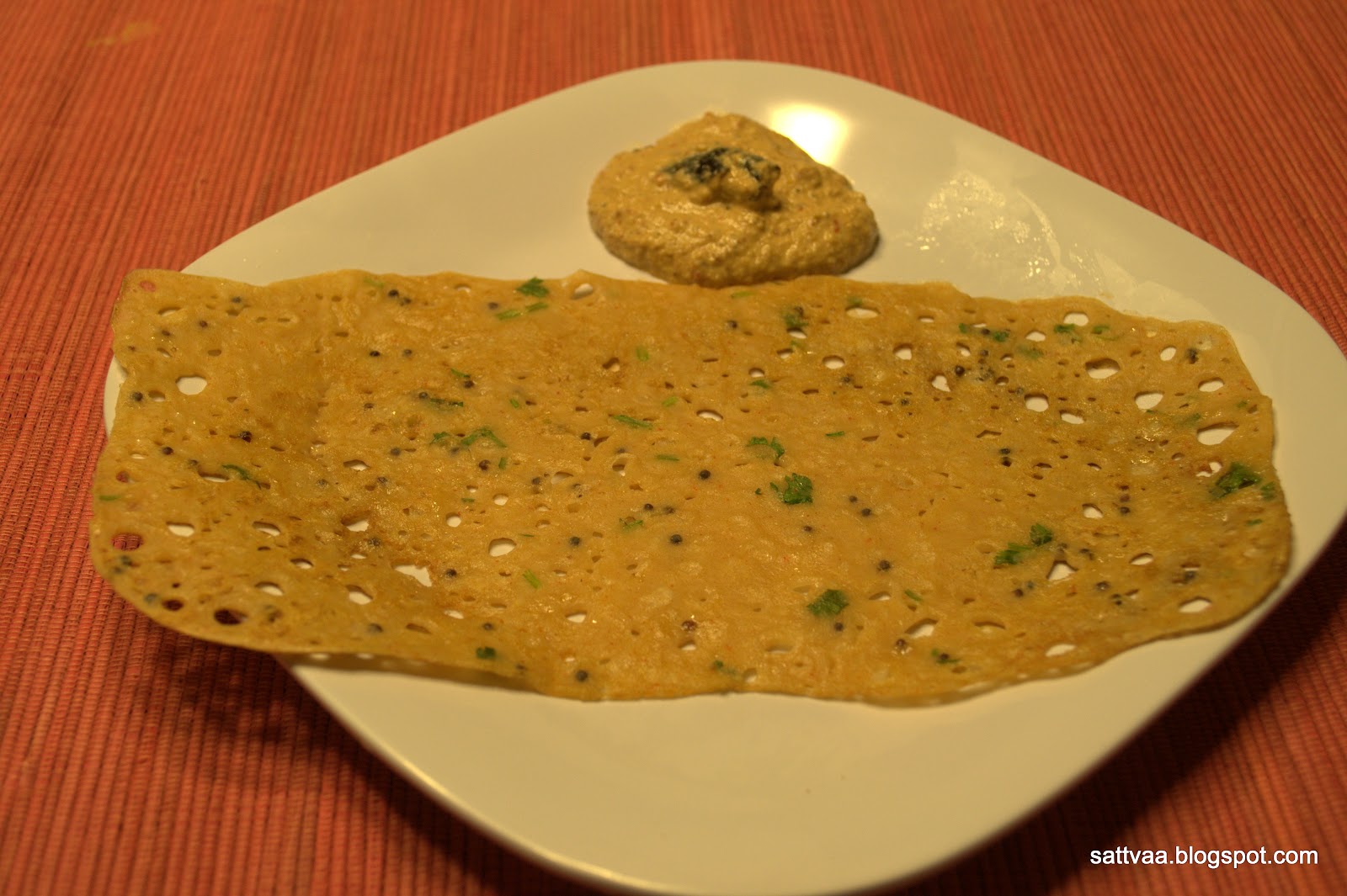 Sattvaa: Godhi(Wheat flour) dosa and peanut chutney - delectably ...