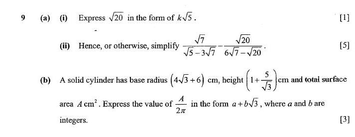 O Level A Maths Logs and Surds: Challenging O level A Maths Surds ...
