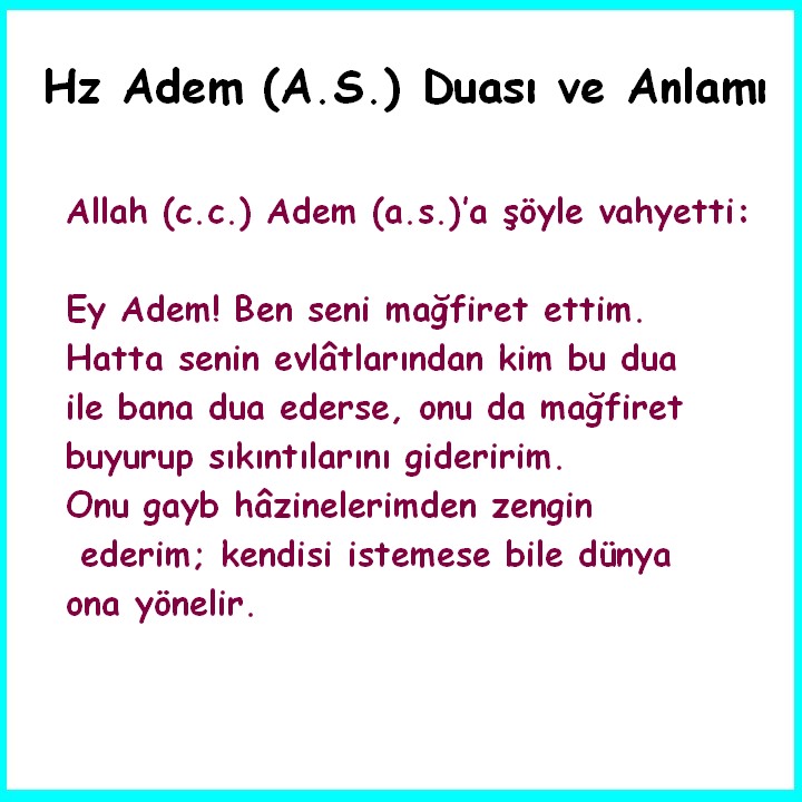 ŞİFA AYETLERİ VE DUALARI: Hz Adem (A.S.) Duası ve Anlamı Fazileti ...