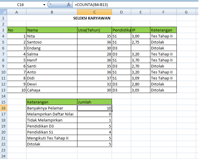 Biodata: TUGAS EXCEL