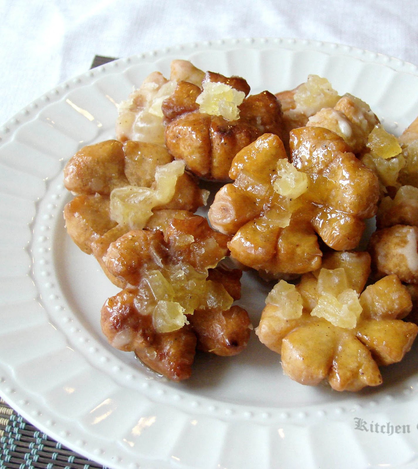 Fried Cookies with Ginger Pineapple Glaze