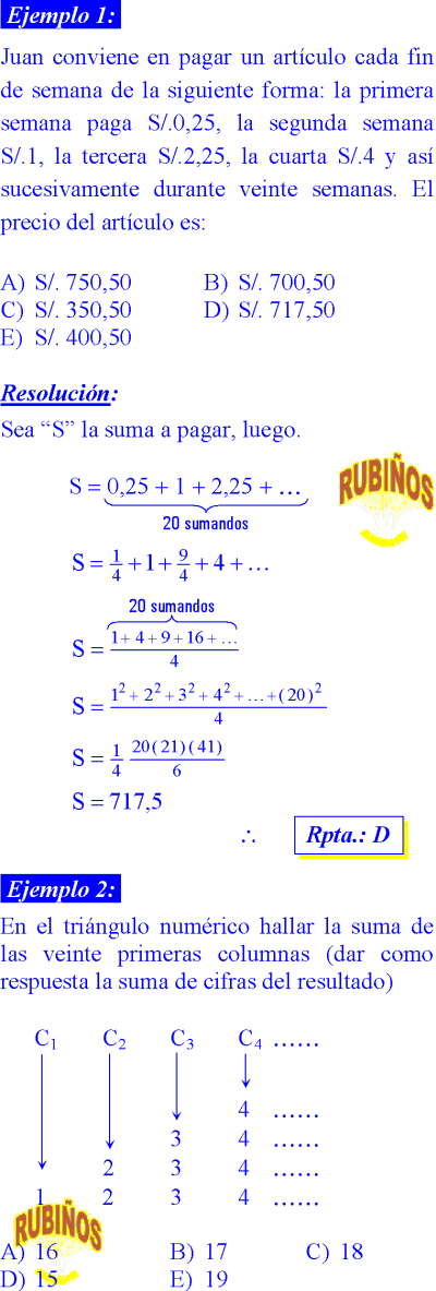 SUMATORIAS EJERCICIOS RESUELTOS