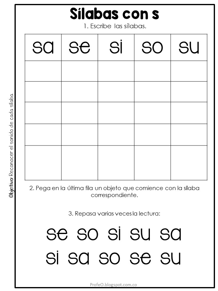 Actividades y planeación para enseñar la letra s