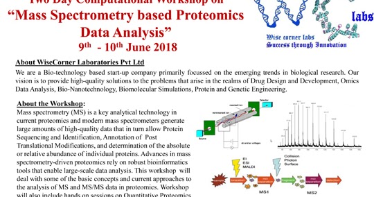 Computational Workshop on Mass Spectrometry based Proteomics Data Analysis | 9-10 June 2018