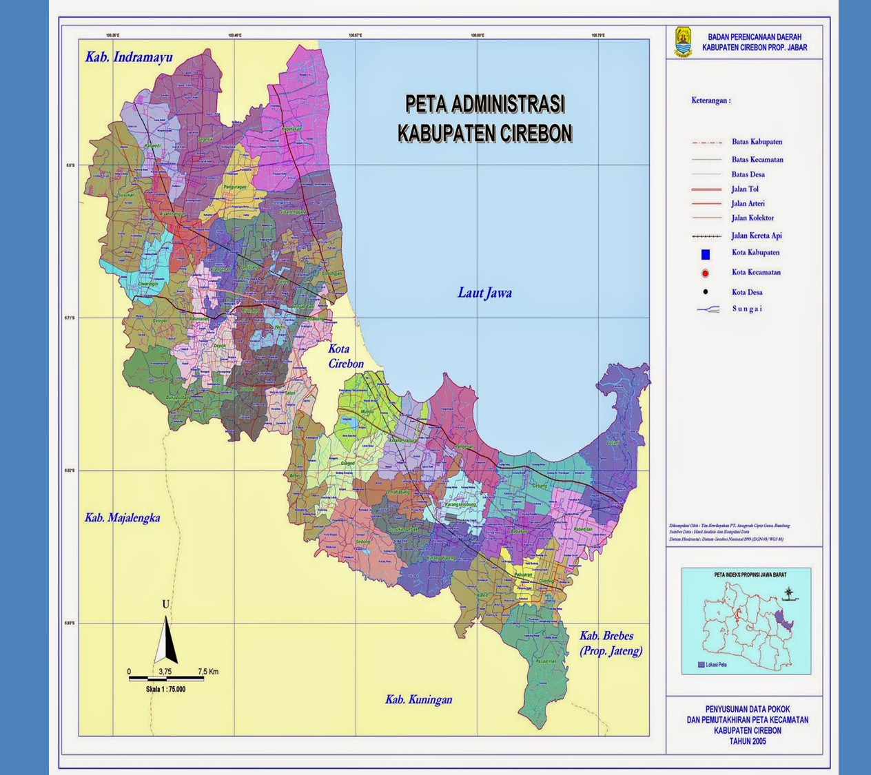 Peta Kota dan Kab Cirebon, disertai nama-nama Kec dan Desa - Sejarah ...