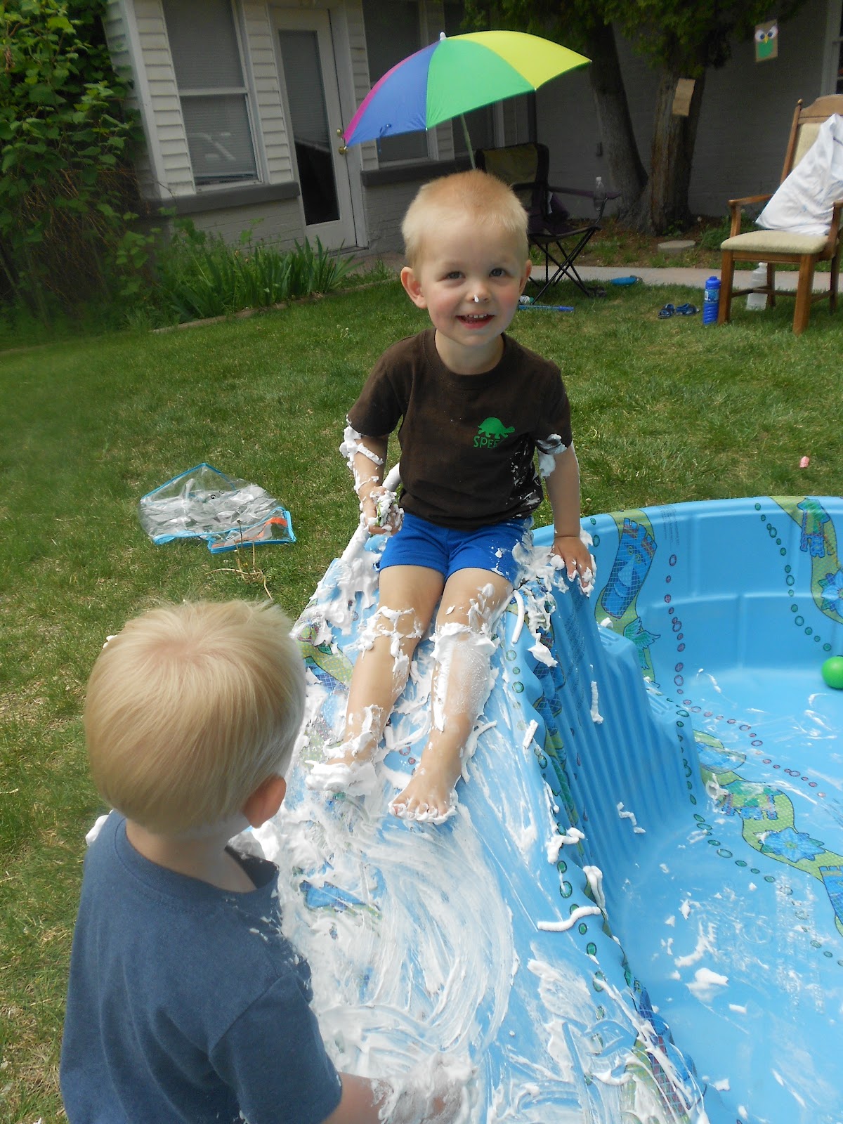 Heath Home: Shaving Cream Party in the Pool