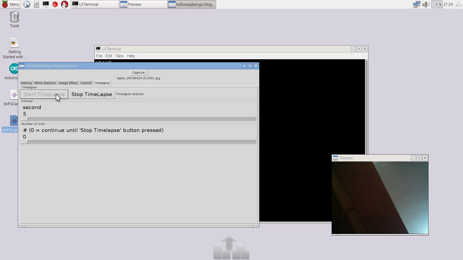 Hello Raspberry Pi: Python script to take timelapse photos