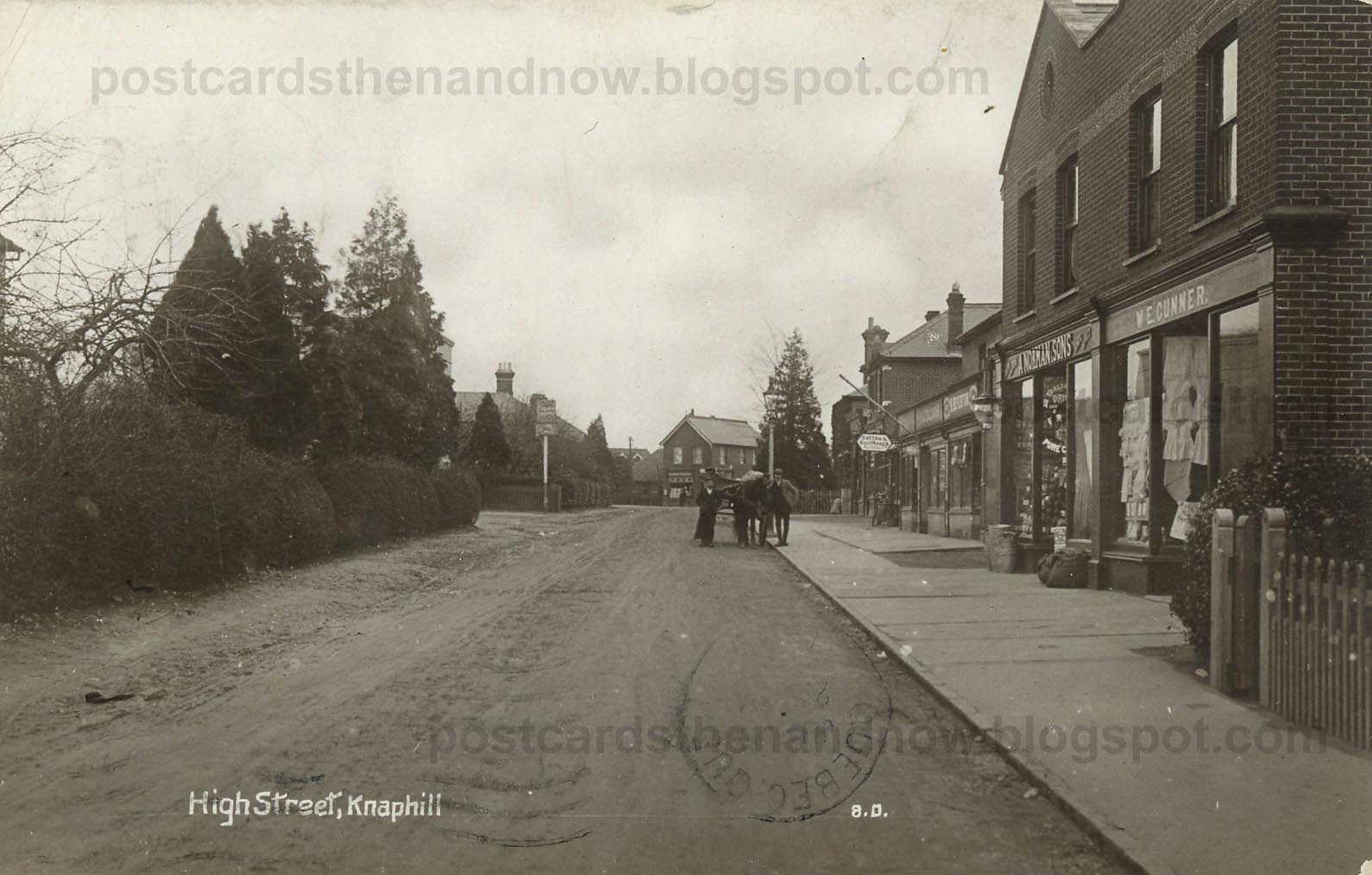 Postcards Then and Now: Knaphill, Surrey, High Street c1909