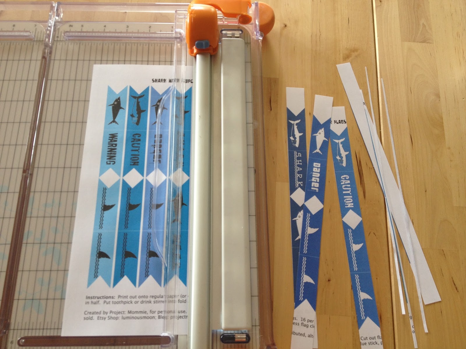 Project: Mommie: Shark Week Cupcake Topper Flags, for Shark Week!